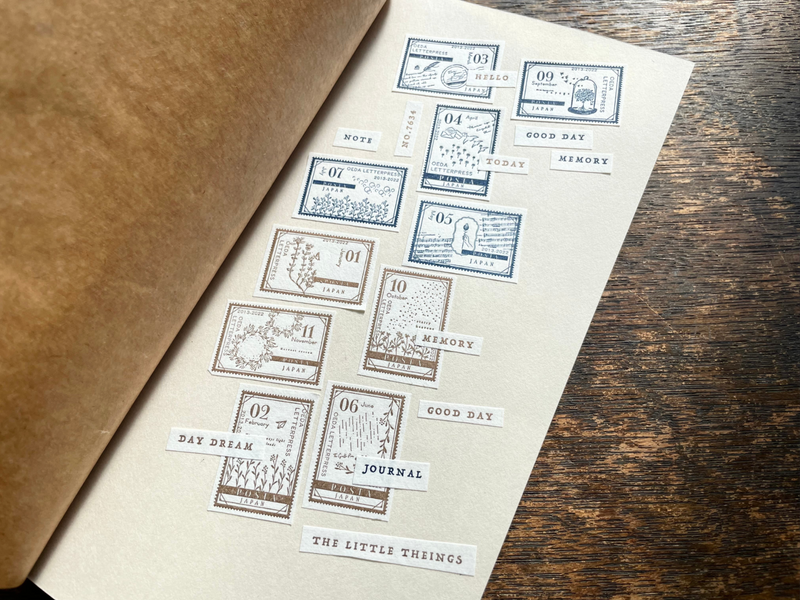 LETTERPRESS sticker sheet【STAMP/Bronze・Darkblue】